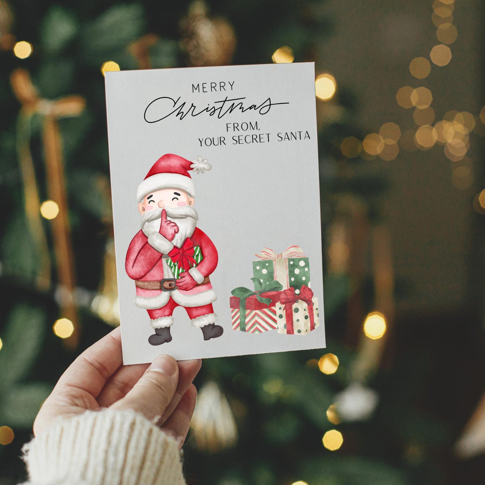 Cute Greeting Card for Secret Santa / Card for Secret Santa Christmas ...