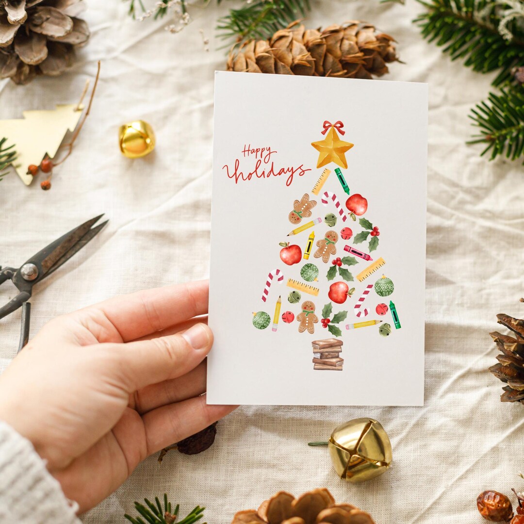 Holiday Card for Teacher or School Staff / Christmas Tree Card for ...