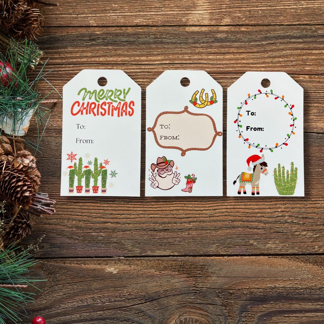 Southwestern Desert Themed Holiday Gift Tags / Cowboy Christmas Holiday ...