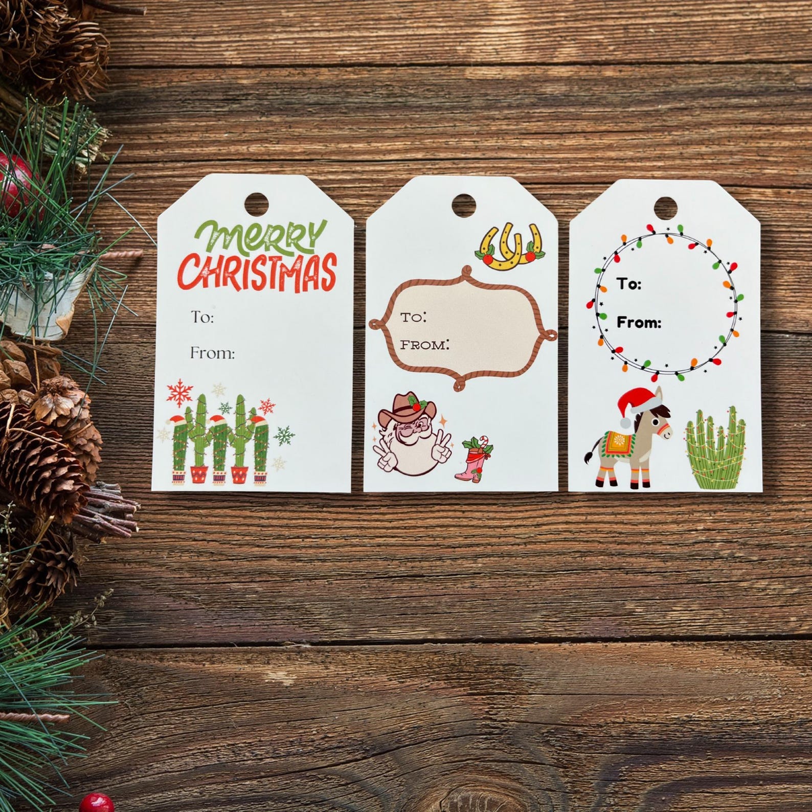 Southwestern Desert Themed Holiday Gift Tags / Cowboy Christmas Holiday ...