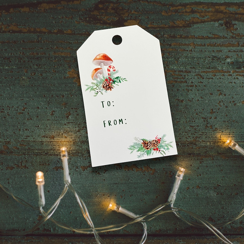Mushroom Themed Holiday Gift Tags / Earthy Style Holiday Tags / Sets of ...