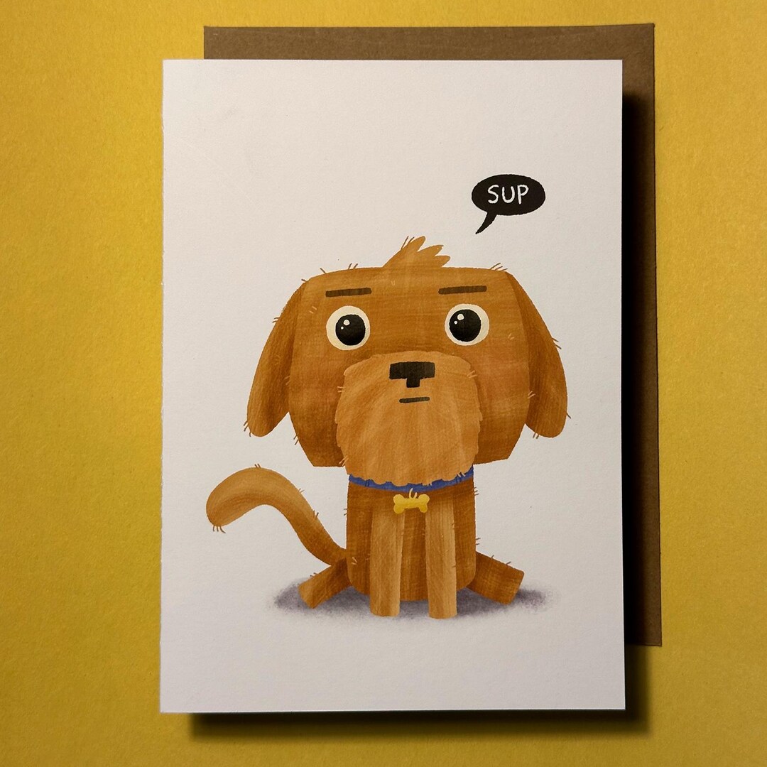 Funny Greeting Cards - Happy Birthday -dog Says Hi! (cards-by-ryan) - Etsy