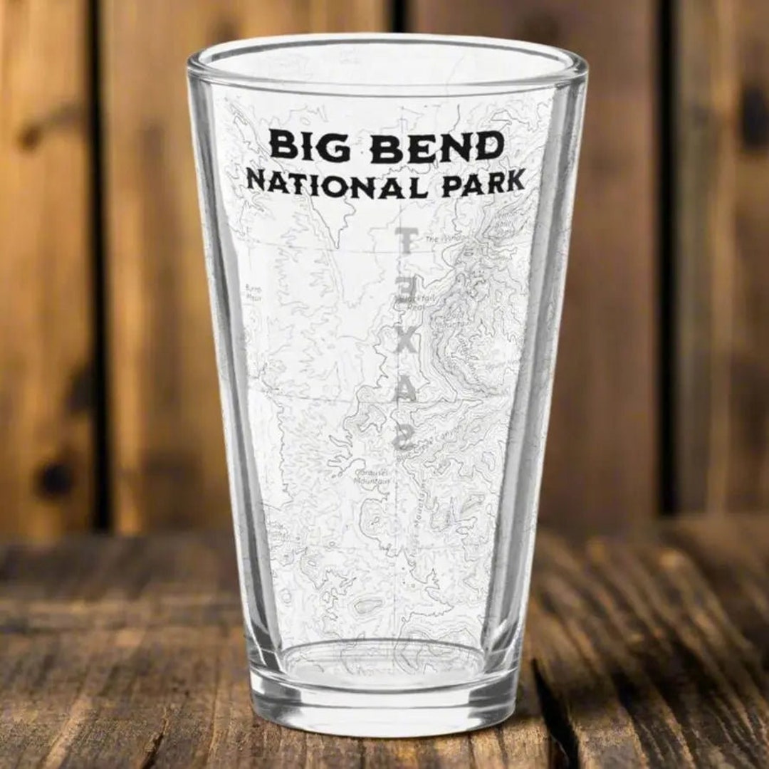 Big Bend National Park Topographic Pint Glass USGS Topo Map Texas Glass ...