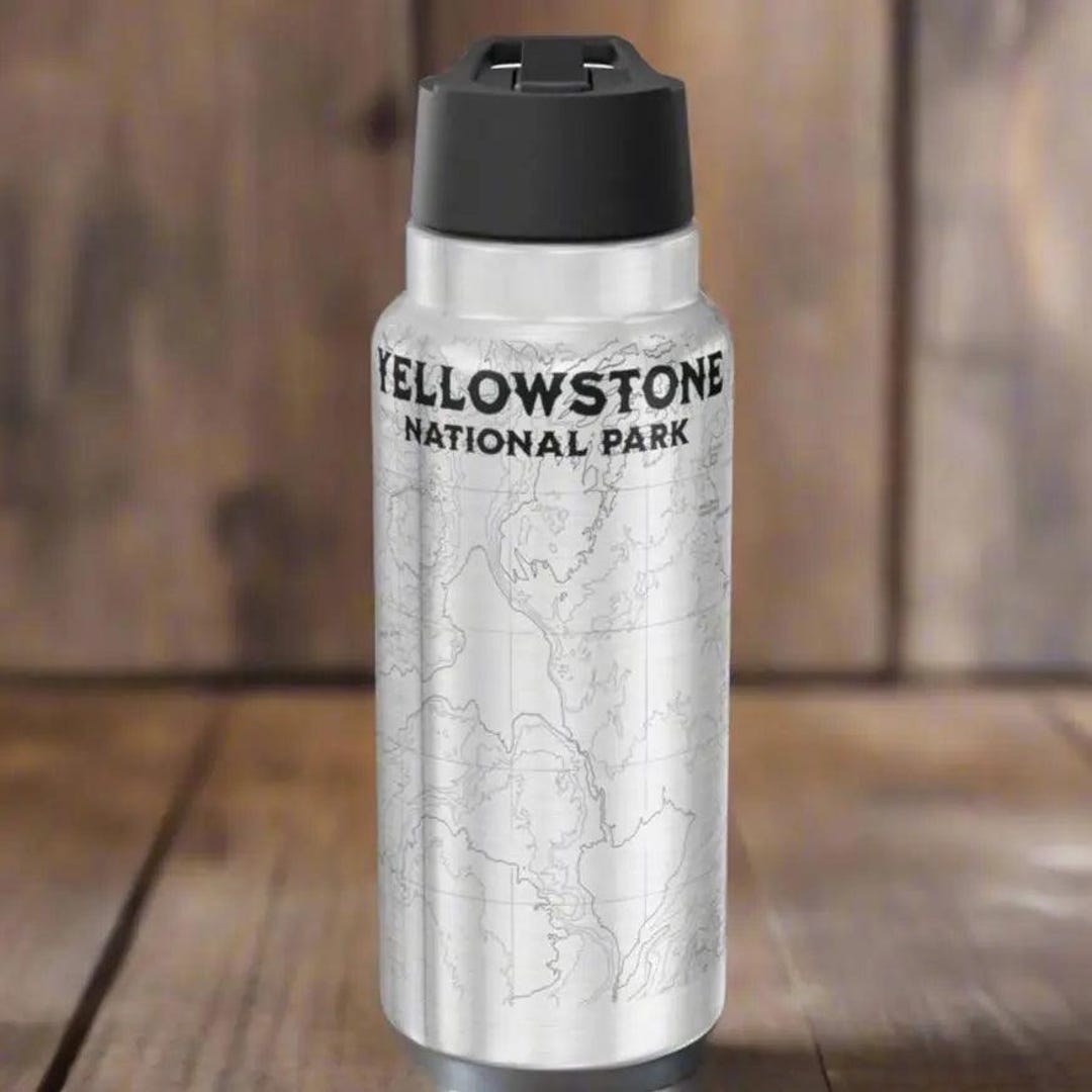 Yellowstone National Park Topographic Water Bottle Tumbler 32oz - Etsy