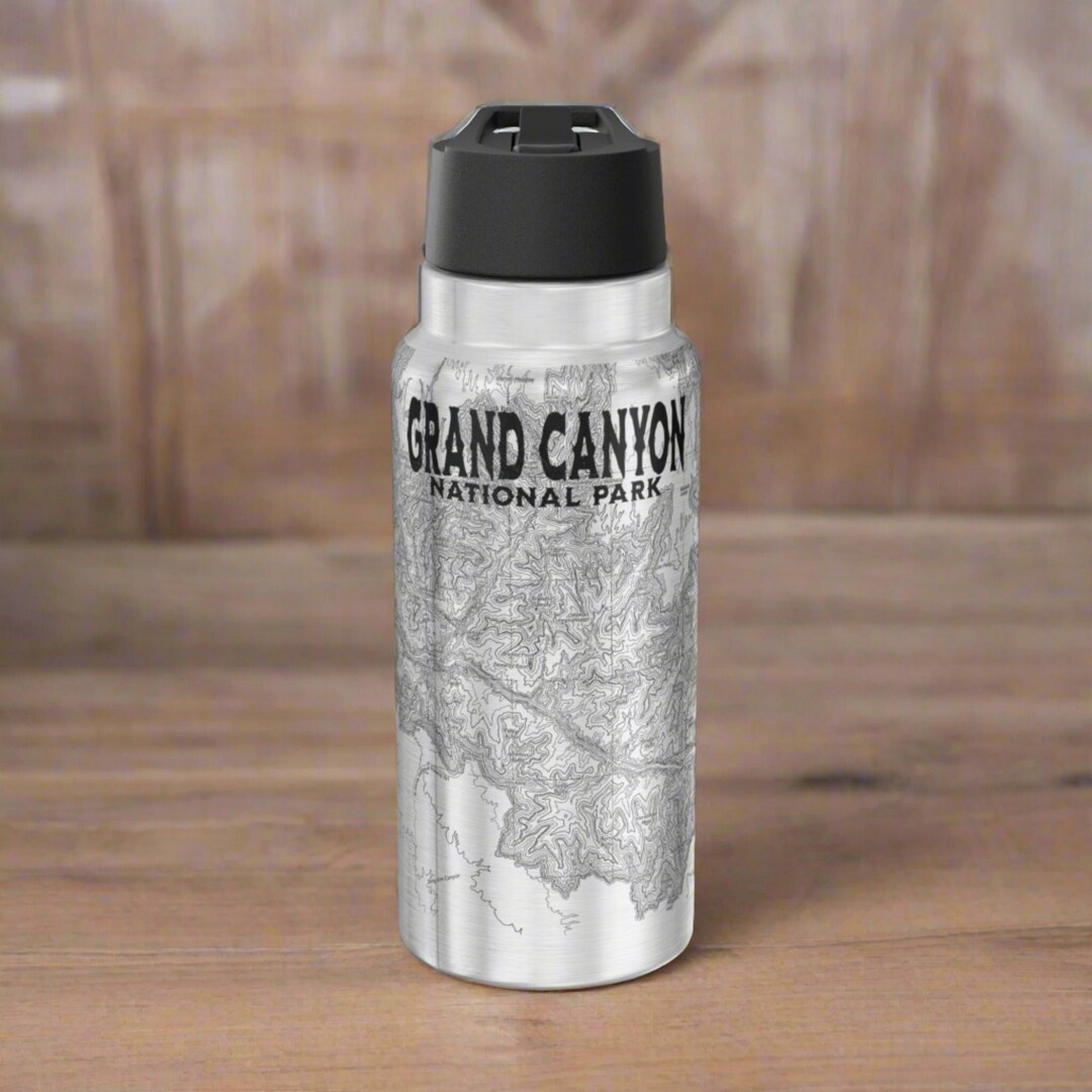 Grand Canyon National Park Topo Water Bottle Tumbler 32oz Double Wall ...