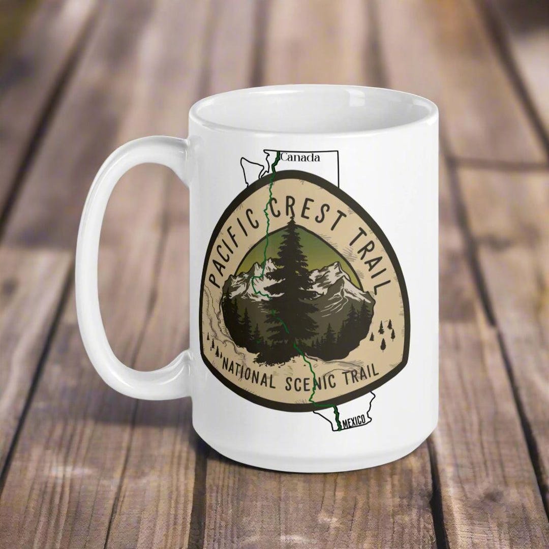 Pacific Crest Trail PCT Map Logo Mug 11oz, 15oz, 20oz Outdoor Inspired ...
