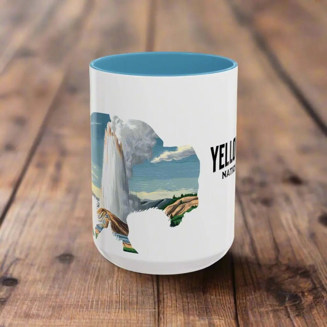 Yellowstone National Park Buffalo Old Faithful Geyser Accent Coffee Mug ...
