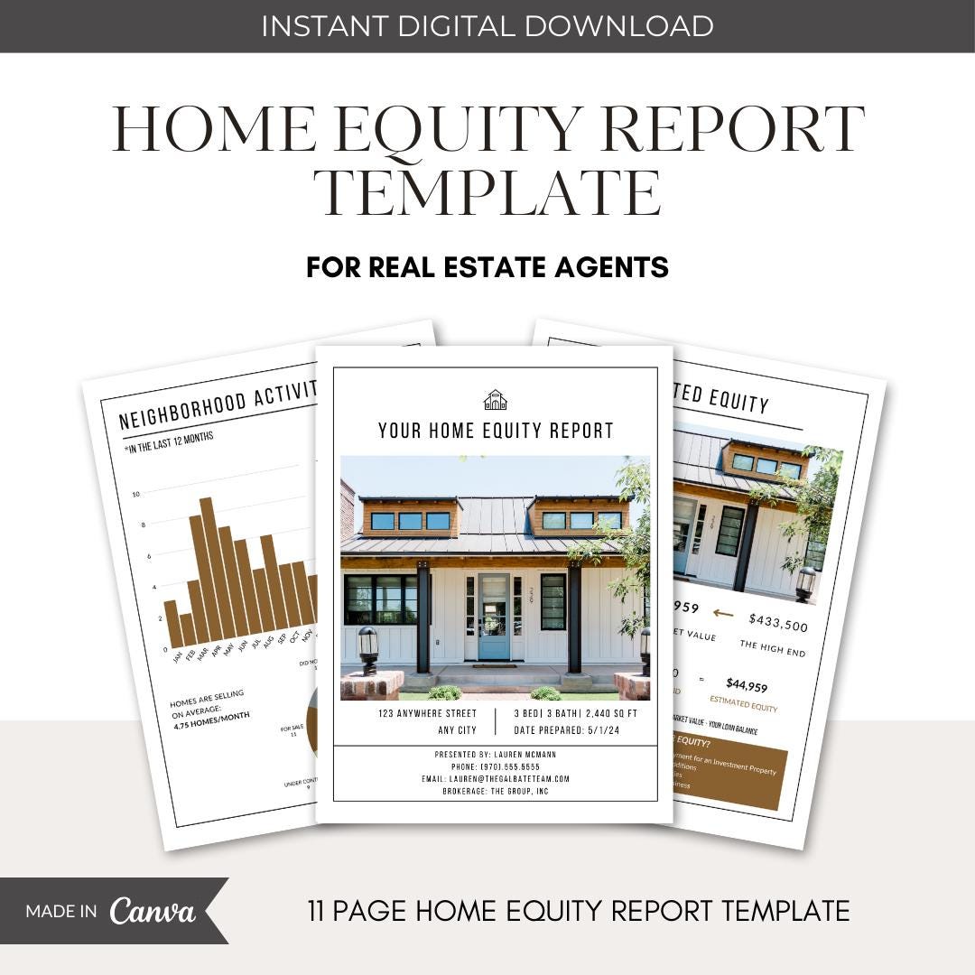 Home Equity Report, CMA Template - Etsy