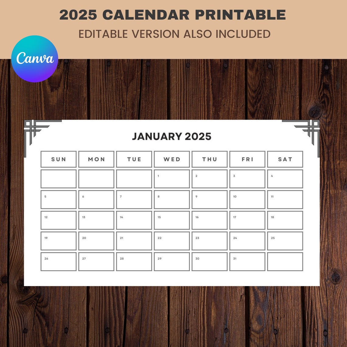 2025 Calendar Printable, Printable Calendar, Editable Calendar, 2025 ...