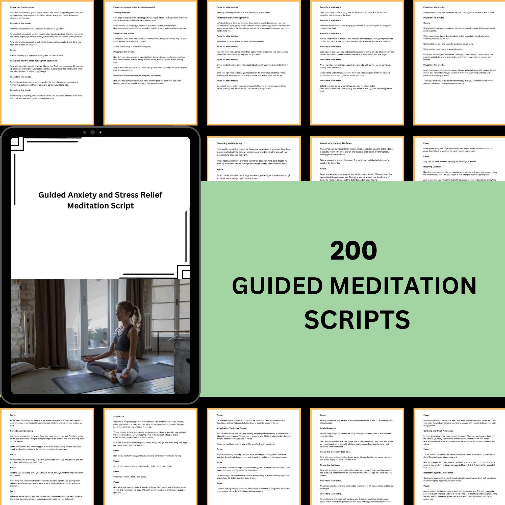 200 Guided Meditation Script Bundle, Mindfulness Tool for Personal or ...