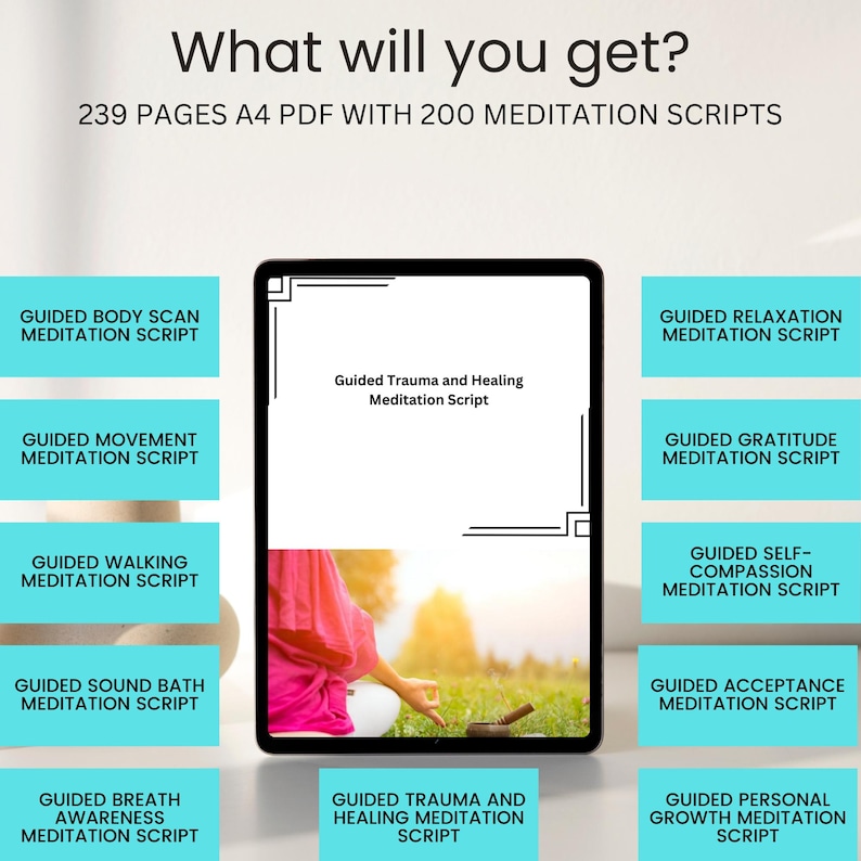 200 Guided Meditation Script Bundle, Mindfulness Tool for Personal or ...