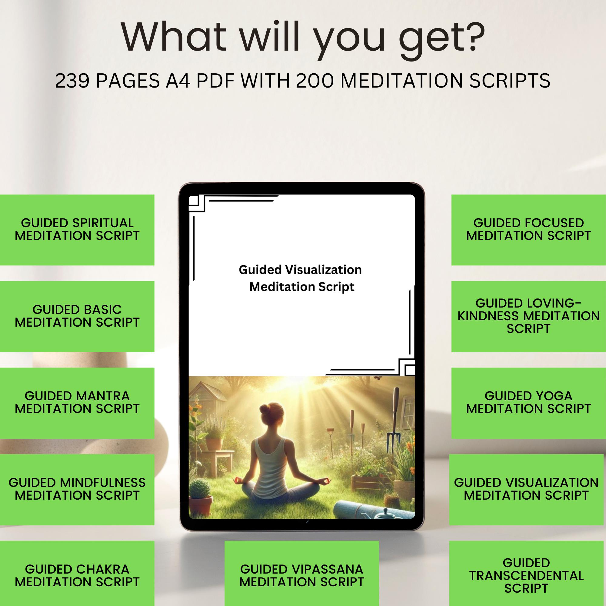 200 Guided Meditation Script Bundle, Mindfulness Tool for Personal or ...