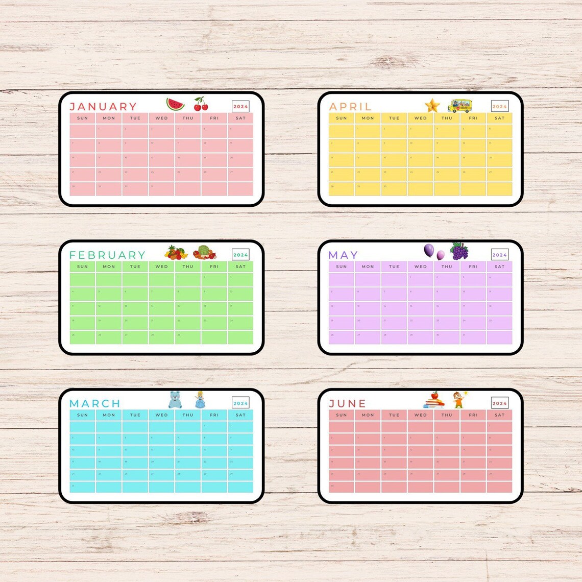 Calendar 2024 Printable, Kids Calendar 2024, Editable Calendar ...