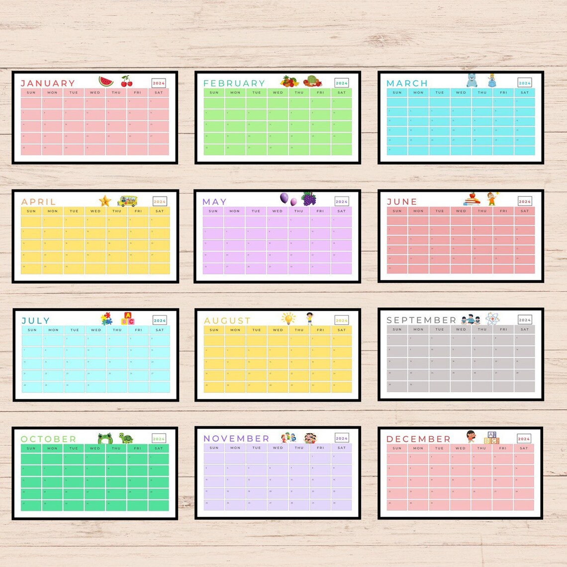 Calendar 2024 Printable, Kids Calendar 2024, Editable Calendar ...