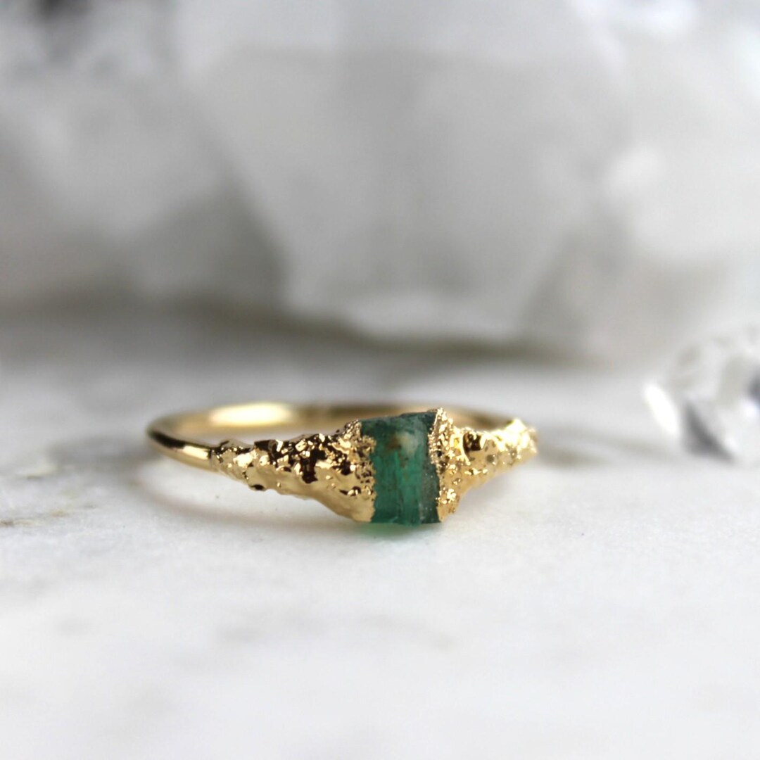 Emerald Ring, Raw Stone Ring, Raw Statement Ring, Gift for Her, May ...