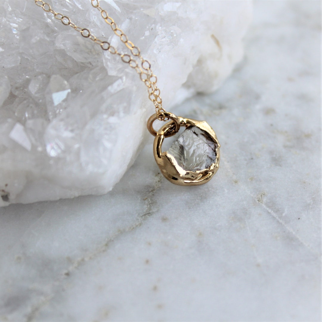 Raw Sunstone Necklace, Oregon Sunstone, Layering Necklace, Raw Stone ...