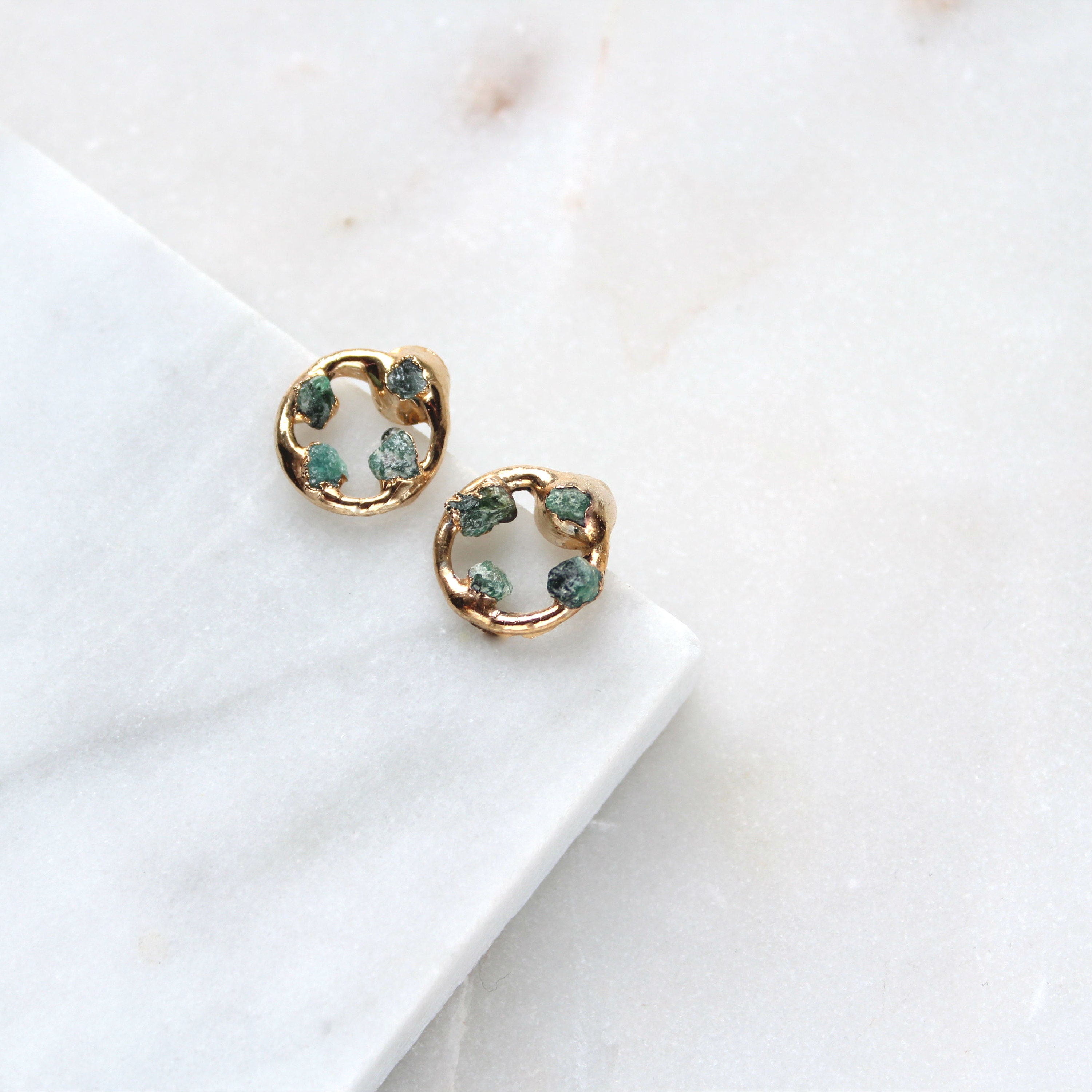 Emerald Earrings May Birthstone Raw Emerald Earrings Raw | Etsy