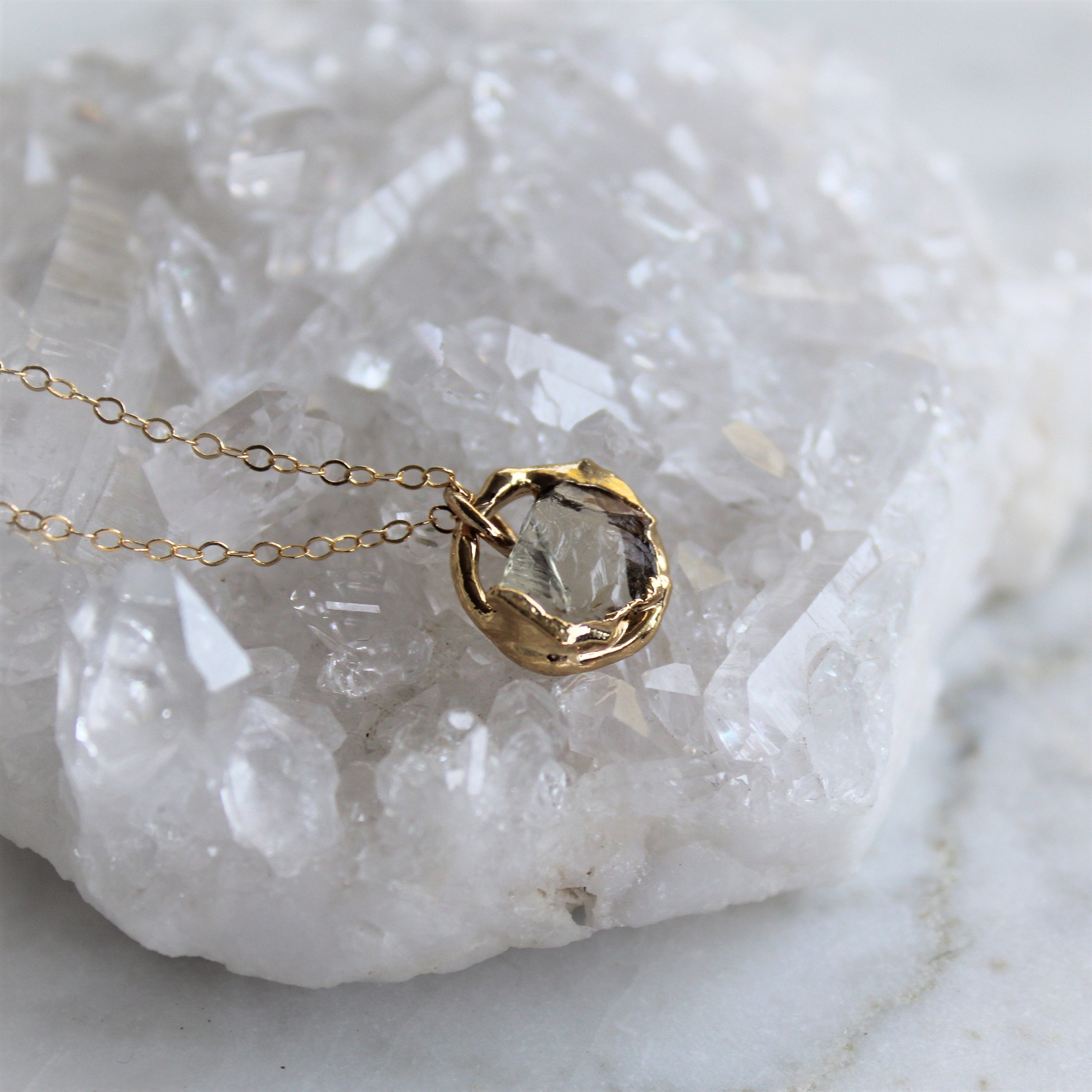 Raw Oregon Sunstone Necklace: 18k Gold Dipped Stone Jewelry - Etsy