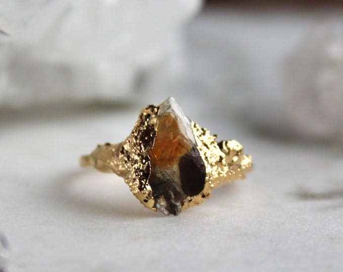 Oregon Sunstone Ring, Raw Stone, Rough Sunstone, Raw Gemstone Jewelry ...