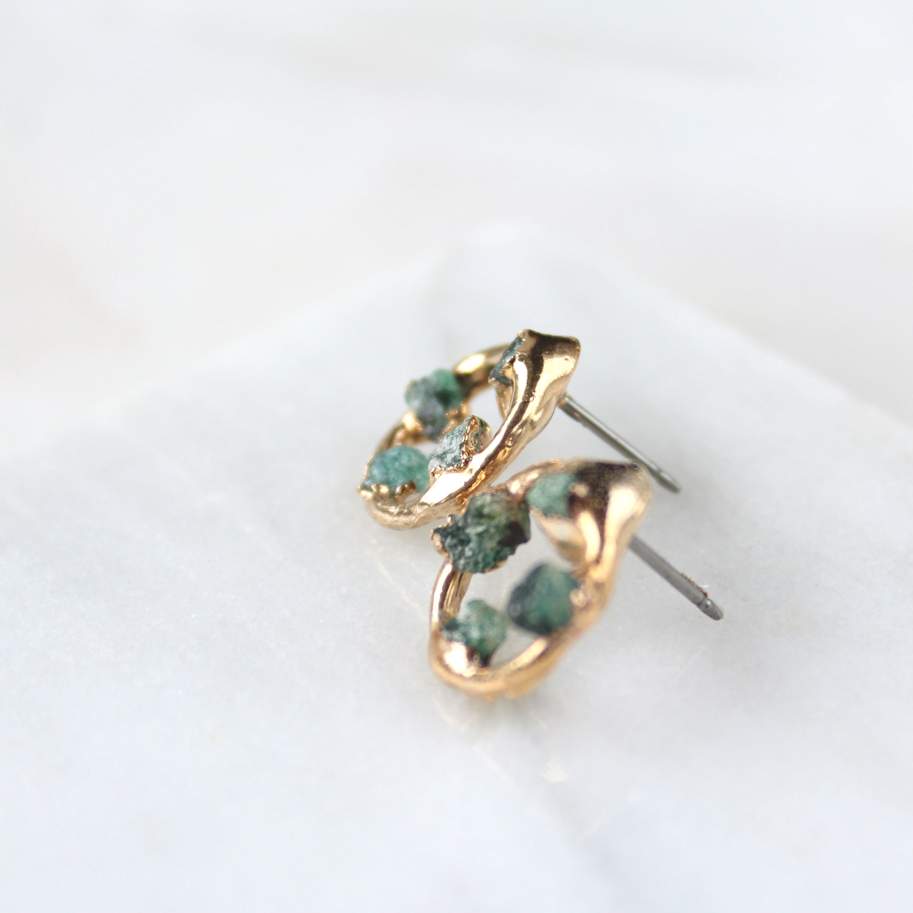 Emerald earrings may birthstone raw emerald earrings raw | Etsy