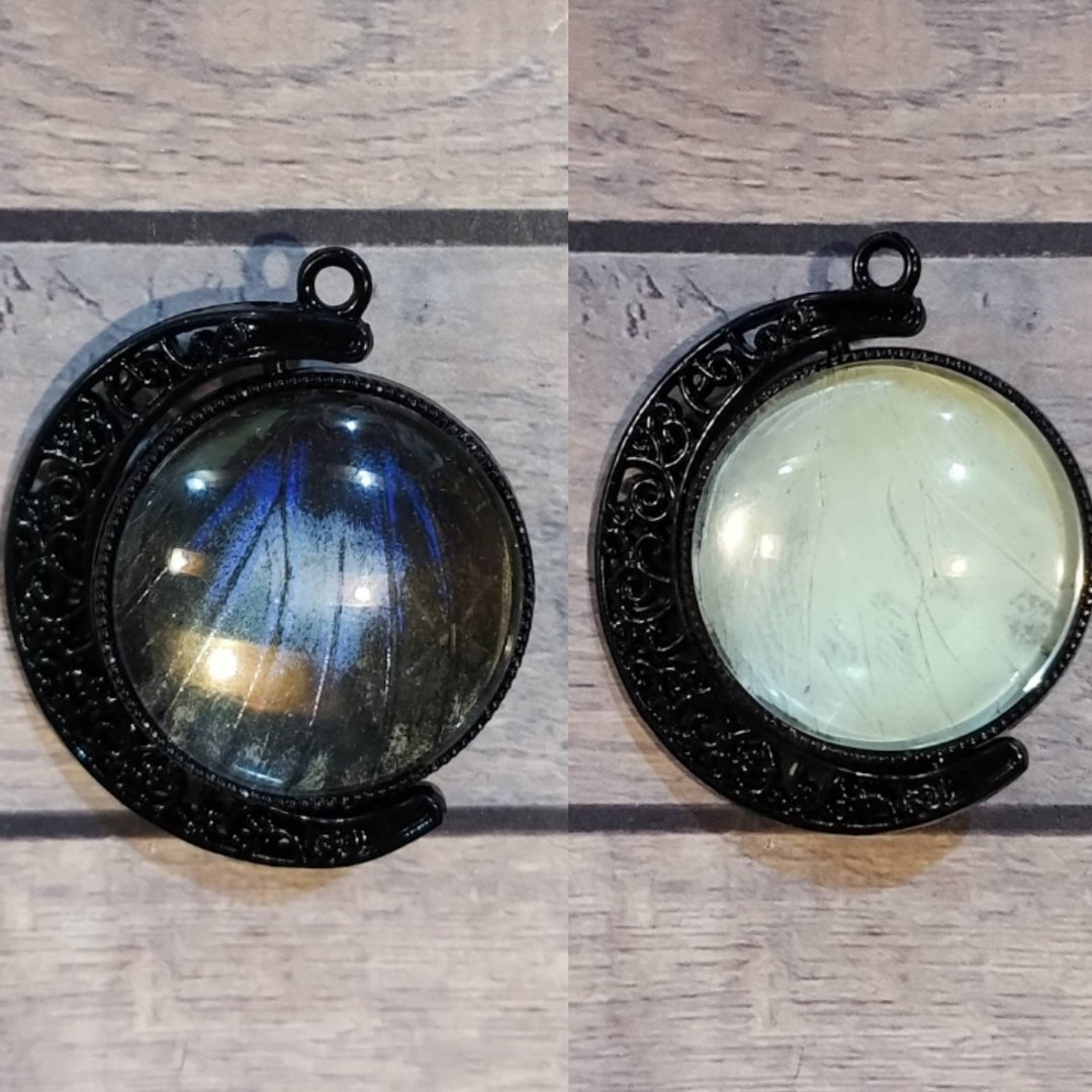 Akuma Ladybug Butterfly Double Sided Spinner Crescent Pendant Real ...