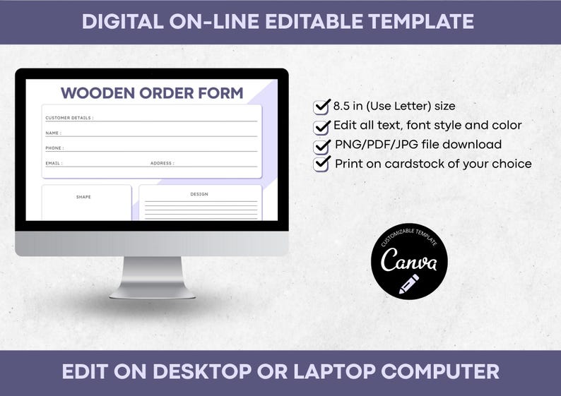 Order Form Template for Wooden Projects 8.5×11 US Letter | Editable ...