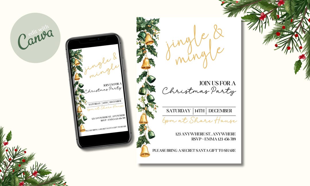 Editable Christmas Party Invitation - Printable and Mobile Templates ...