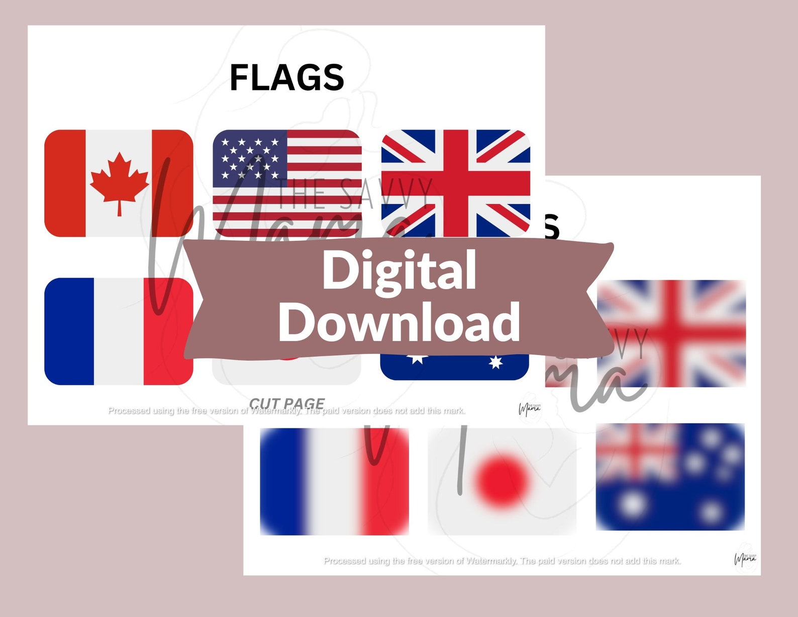 Digital Download Flags Activity Sheet Busy Book Binder for Children ...