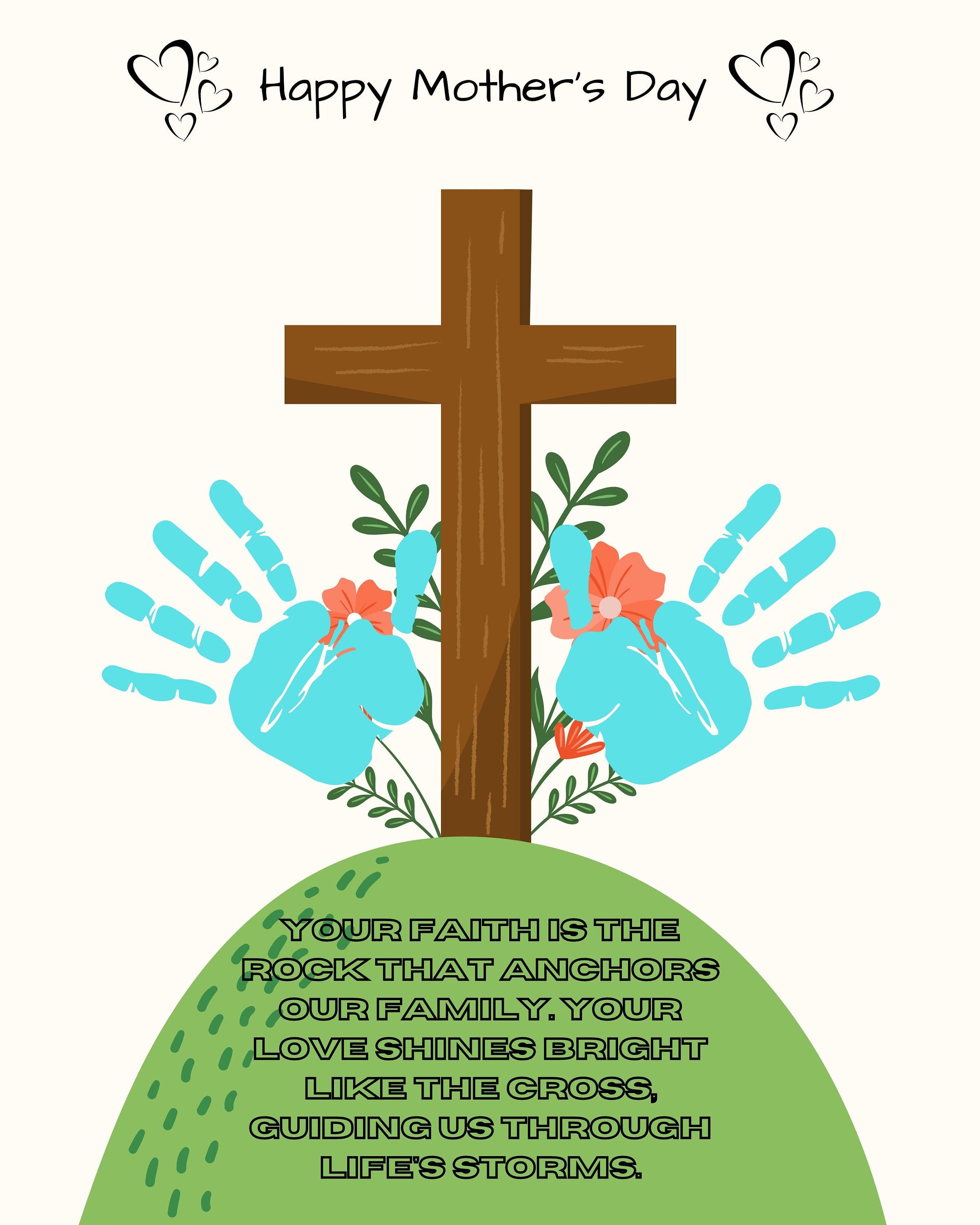 Mother's Day Handprint Craft Printable Template/ Faith Based Cross Arts ...