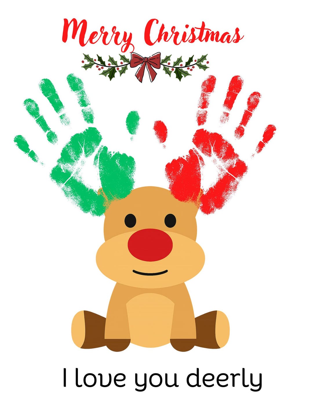 Reindeer Christmas Handprint Art, Christmas Printable, Christmas ...