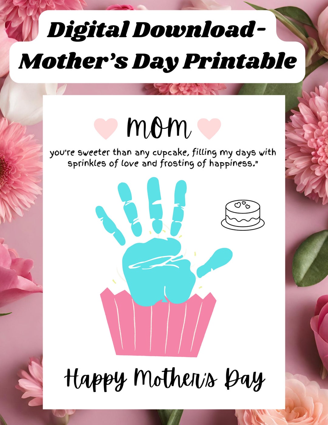 Mother's Day Cupcake Kid's Handprint Keepsake Teacher and Parent ...