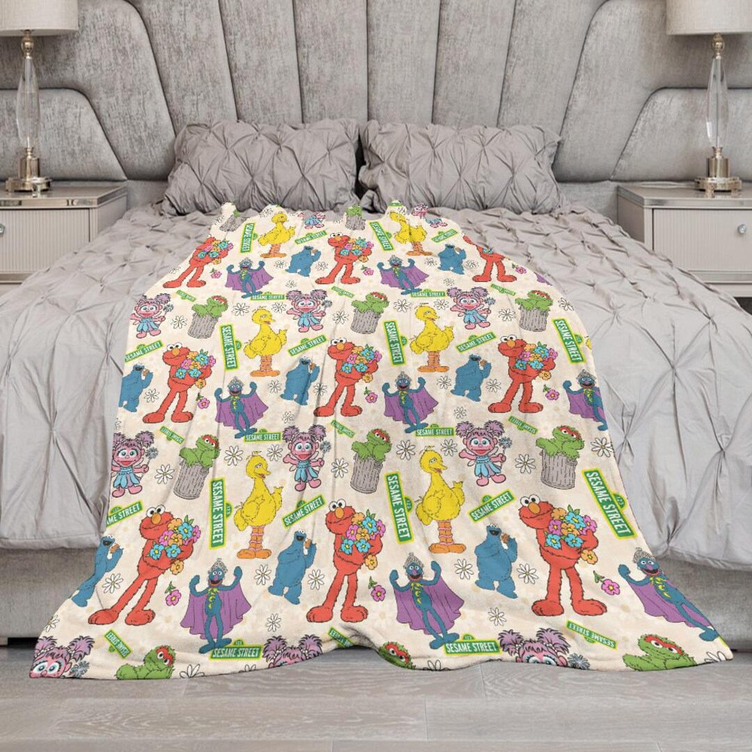 Sesame Street, Cookie Monster, Elmo, Big Bird, Childrens Blanket and ...