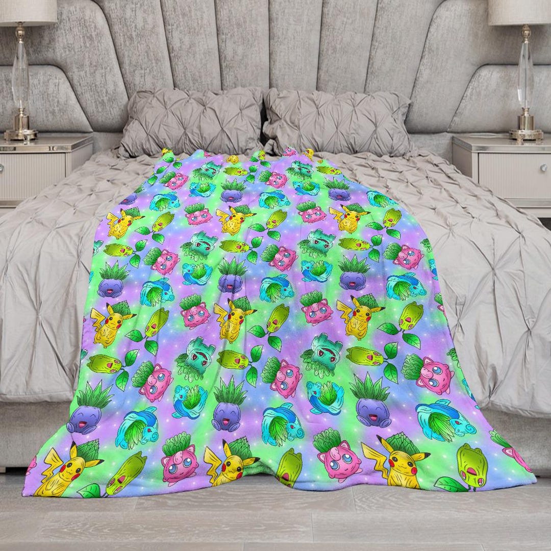 Pastel Pokemon, Pikachu, Jigglypuff, Bulbasaur, Childrens Blanket - Etsy