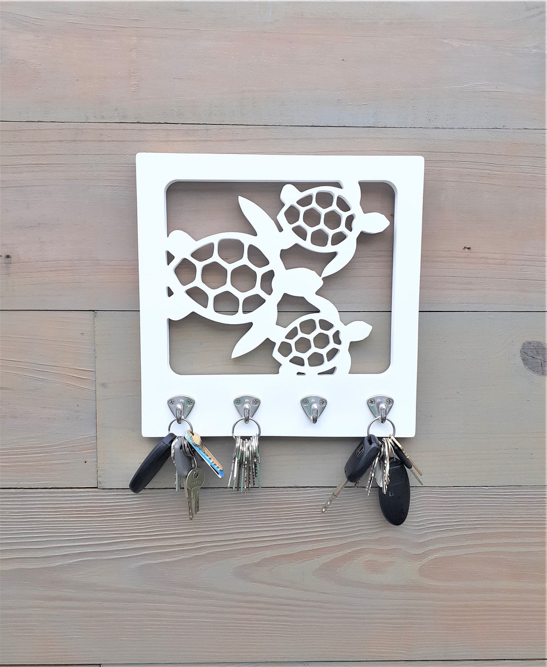 White PVC Weatherproof Indoor Outdoor Sea Turtle Mask Storage / Key ...