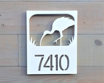 Custom White Crab Weatherproof PVC House Number Sign - Coastal Address ...