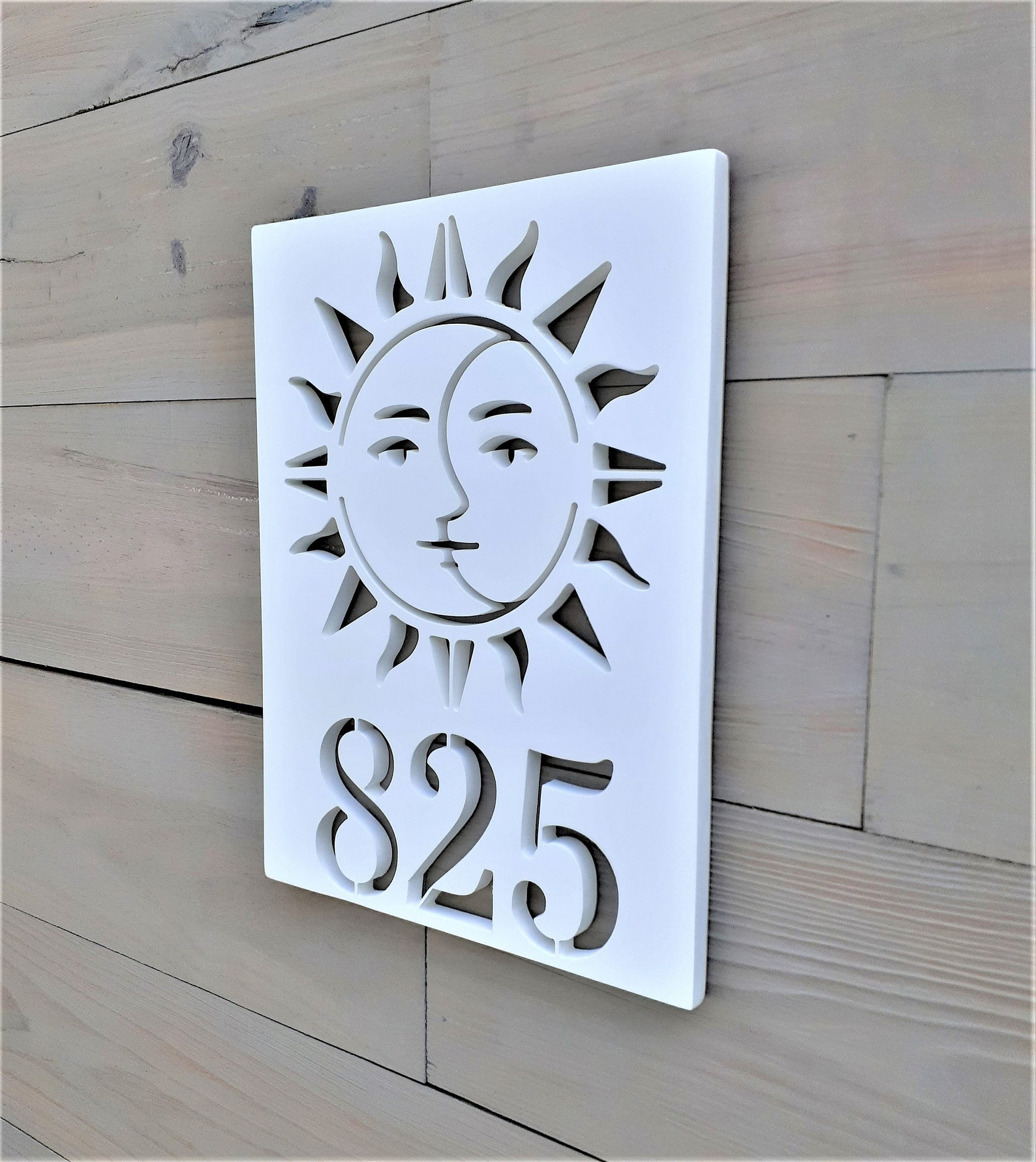 Custom White PVC Weatherproof Sun Moon House Number Sign | Etsy