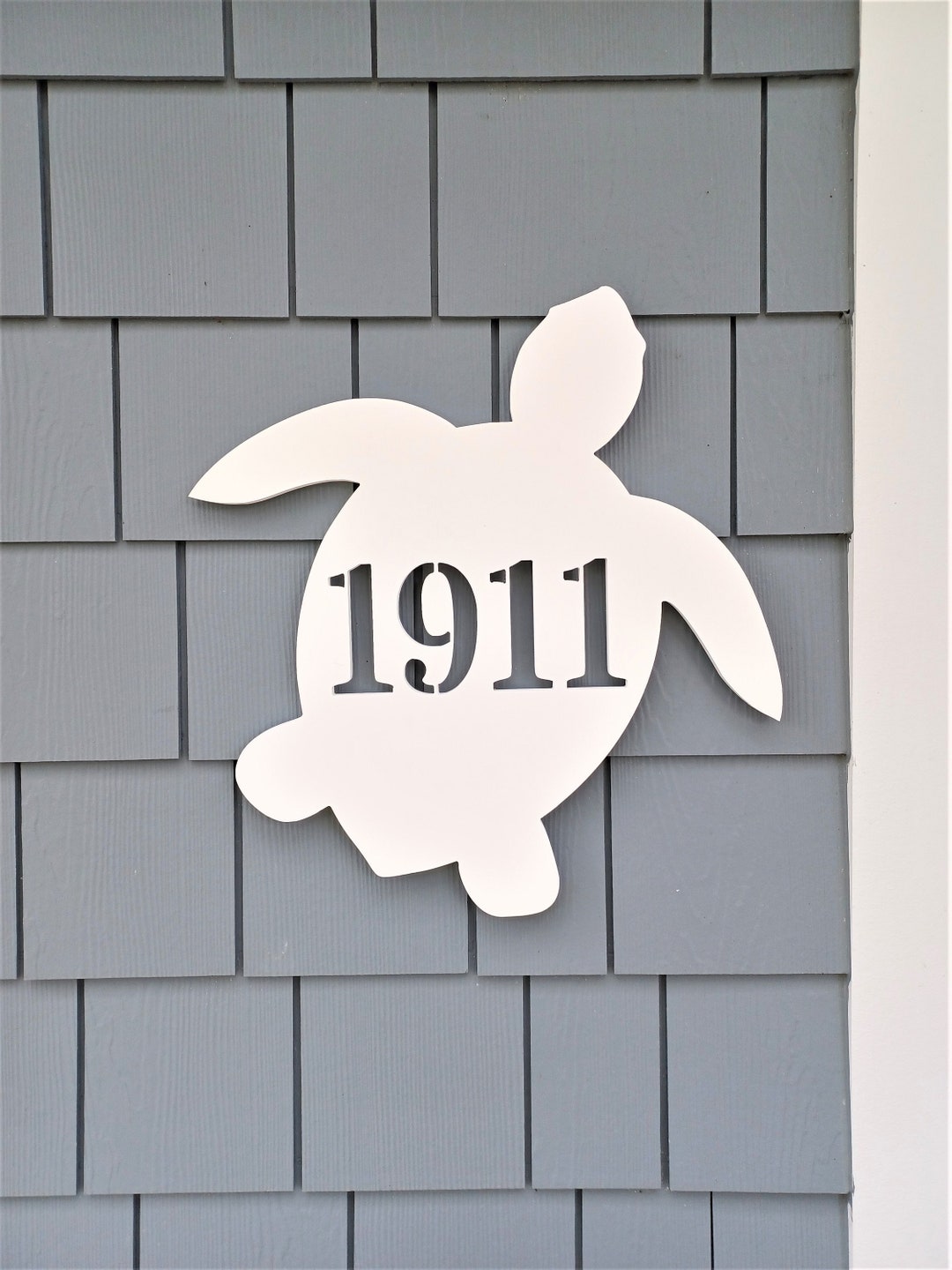 White Weatherproof PVC Sea Turtle House Number Sign - Address Marker ...