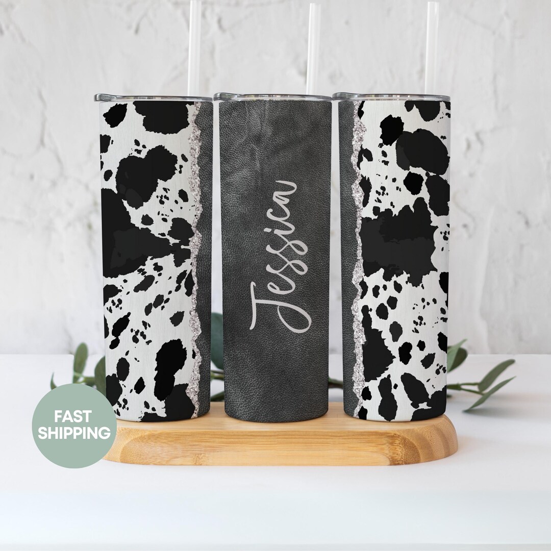 Personalized Cow Print Tumbler Cow Gifts Cowhide Tumbler Cup, Cow ...