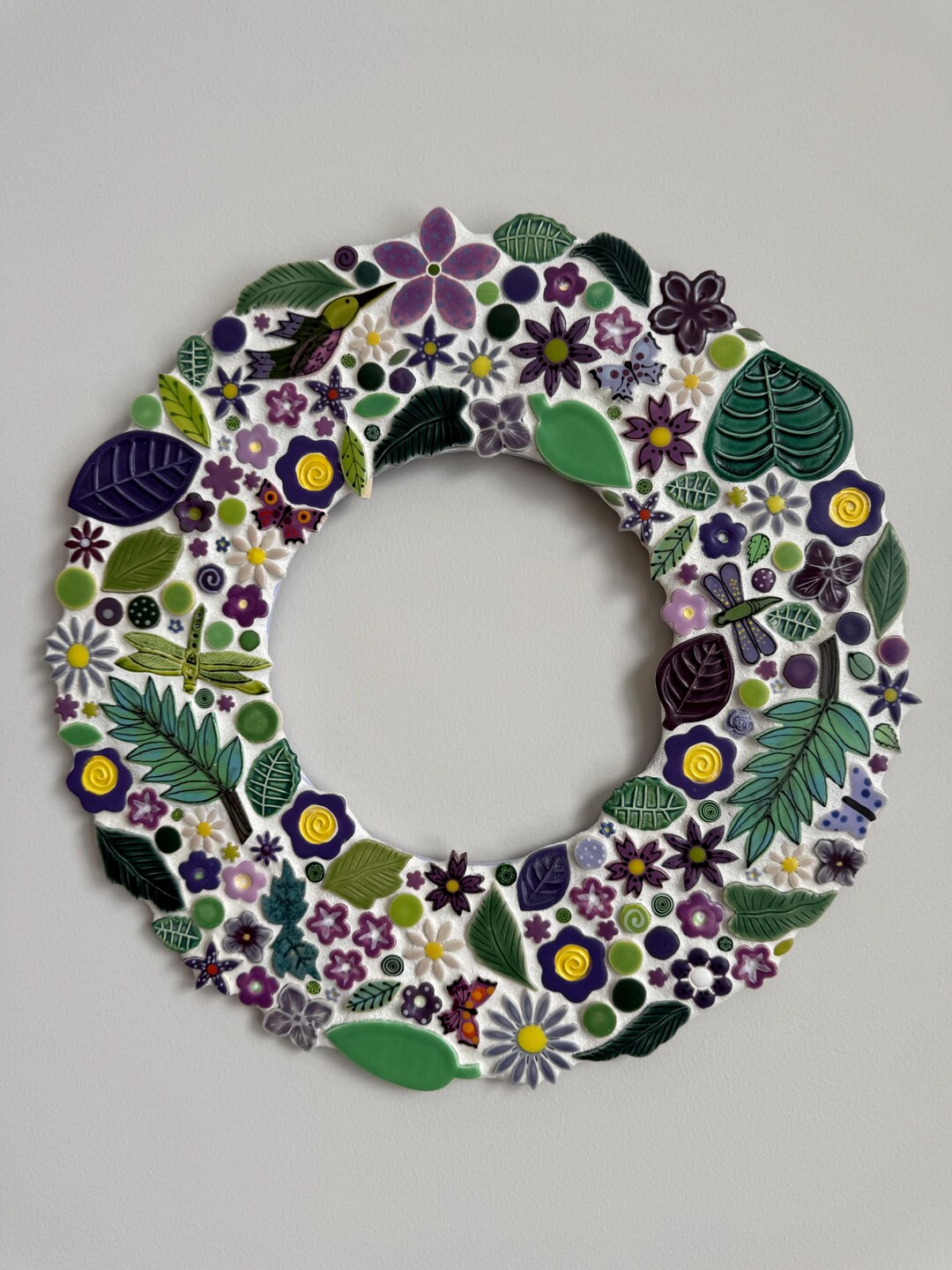 Handmade Ceramic Mosaic Wreath in Shades of Purple - Etsy