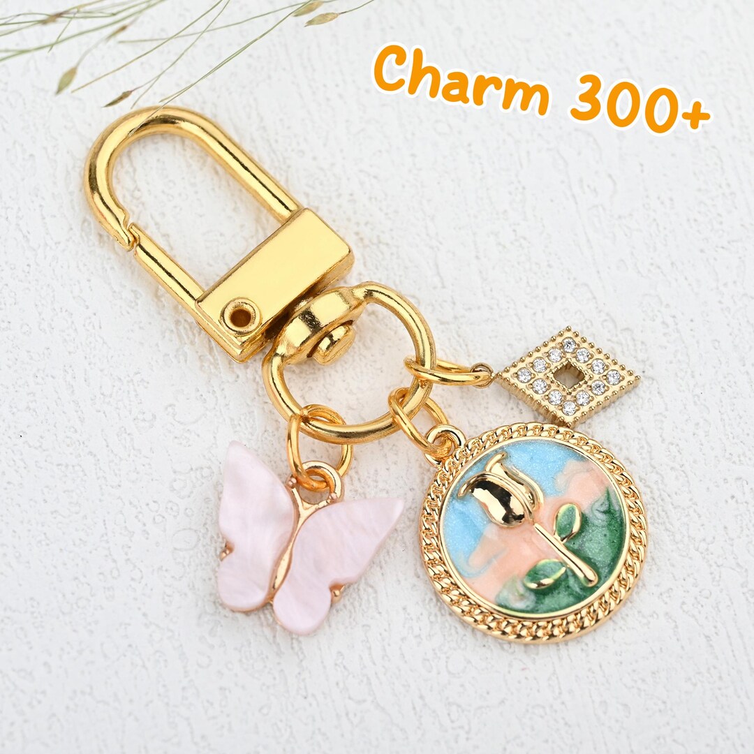 Charms Keychain, Custom Bag Charms, Holder Multiple Charms, Gold Bag ...