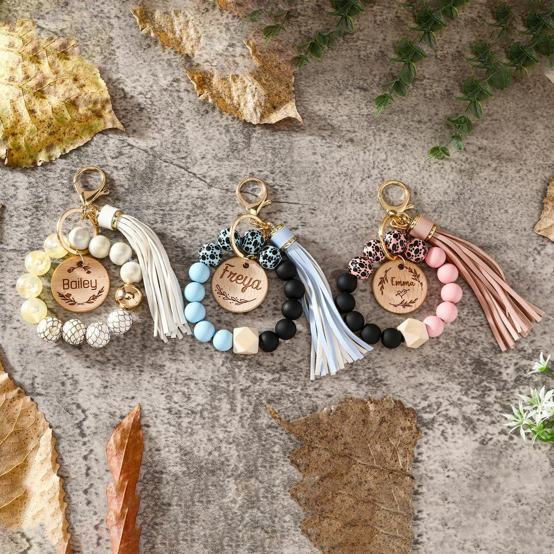 Personalized Name Keychain Wristlet, Custom Wristlet Keychain, Bracelet ...