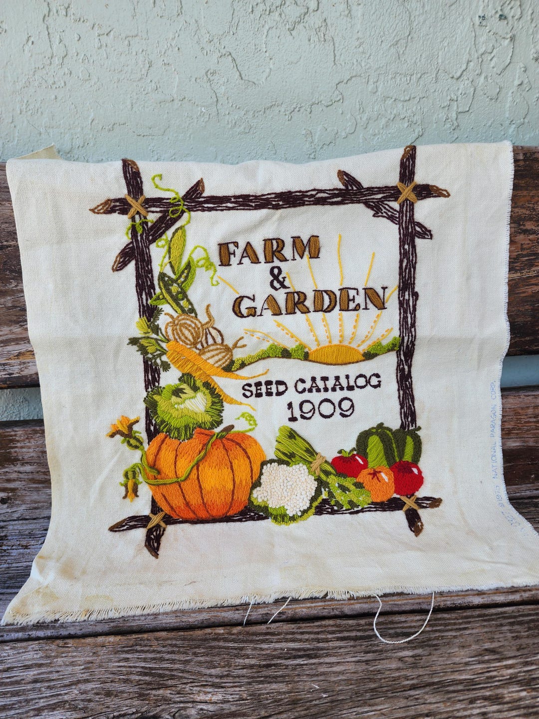 Paragon KIT 0327 Finished Farm & Garden Seed Catalog Crewel Needlecraft ...