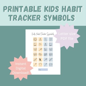 Kids Habit Tracker Symbols Digital Download Printable for Moms Dads ...