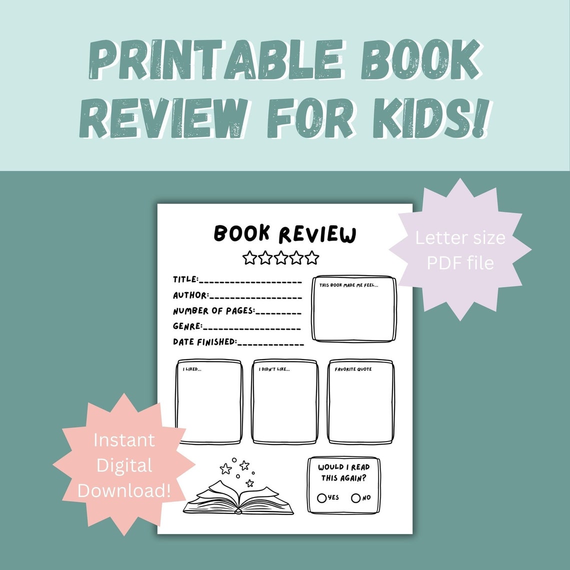 Book Review for Kids | Instant Digital Download | Fun Reading Activity ...