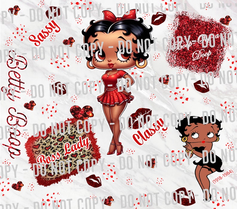 Betty Boop 20 Oz Skinny Straight Tumbler Wrap - Etsy