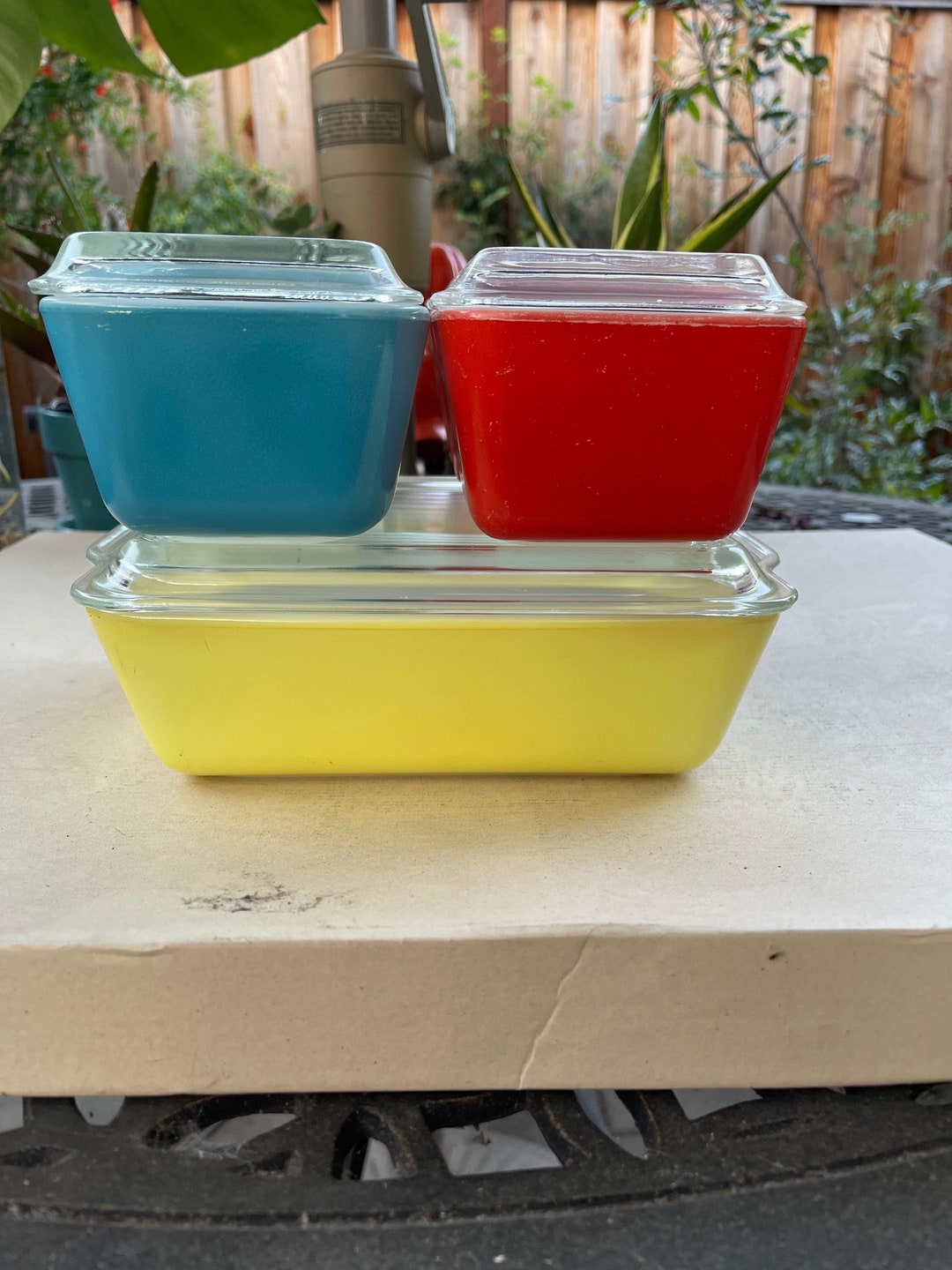 PYREX Primary Full Set Fridgie Lid Fridge Vintage Pyrex Set 1950s Pyrex ...