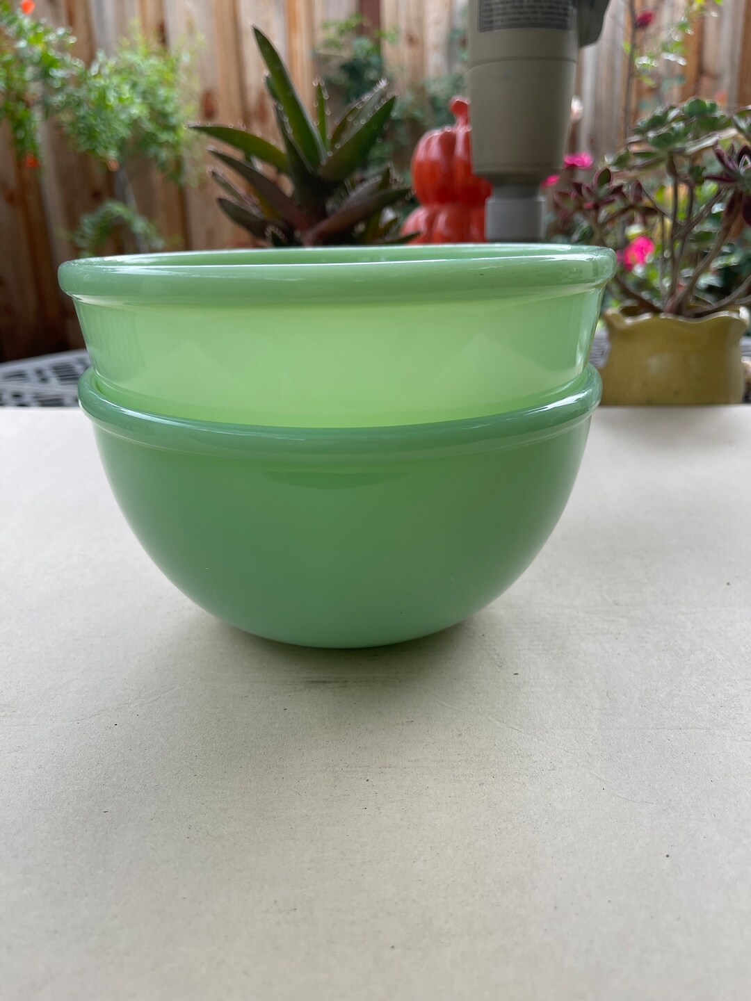 Two Jadeite Fire King Beaded Edge Mixing Bowl Vintage Jadeite Mixing ...