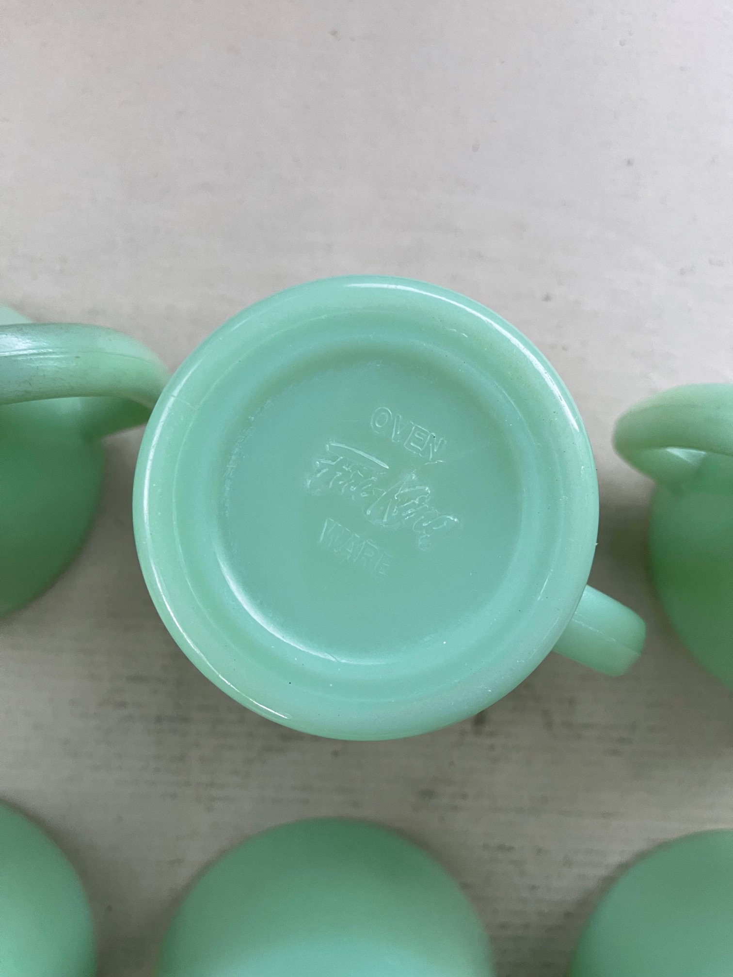 Set of 6 FIRE KING Jadeite Coffee Cups Collectible Fire King Vintage ...