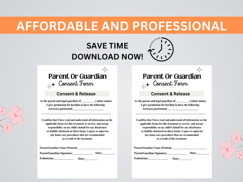 Parental Consent Form for Estheticians & Med Spas (editable Word, Canva ...