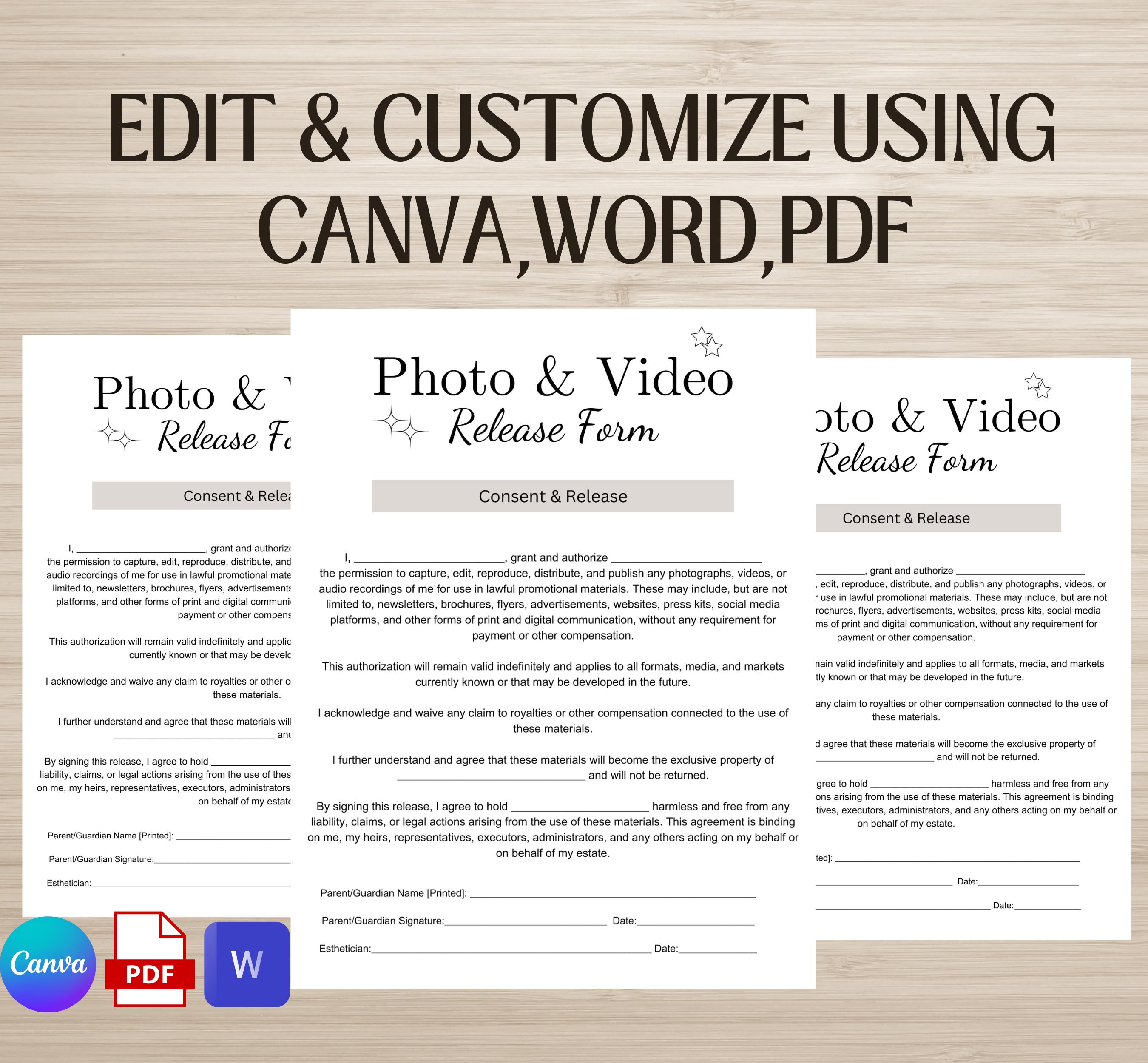 Photo Release Form - Photo Consent Form, Photo Release Form Template ...